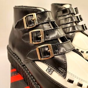 T.U.K | Shoes | Buckle Creeper Boots Black White Leather Tuk Nib | Poshmark